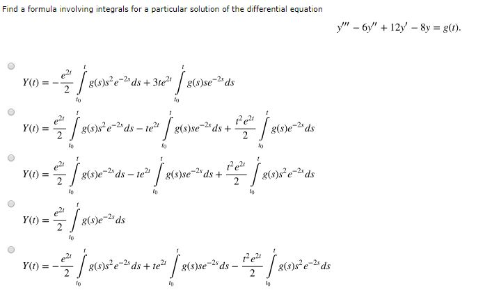 Solved Find a formula involving integrals for a particular | Chegg.com
