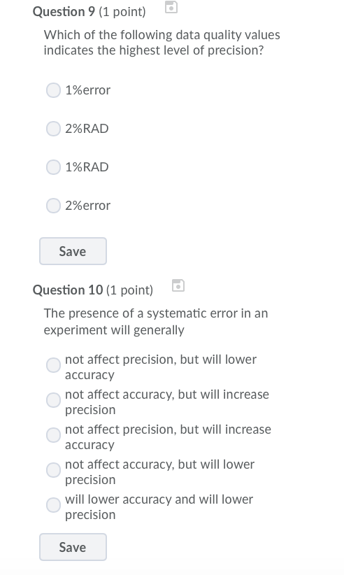Solved Question 7 (1 point) when determining a %error value, | Chegg.com