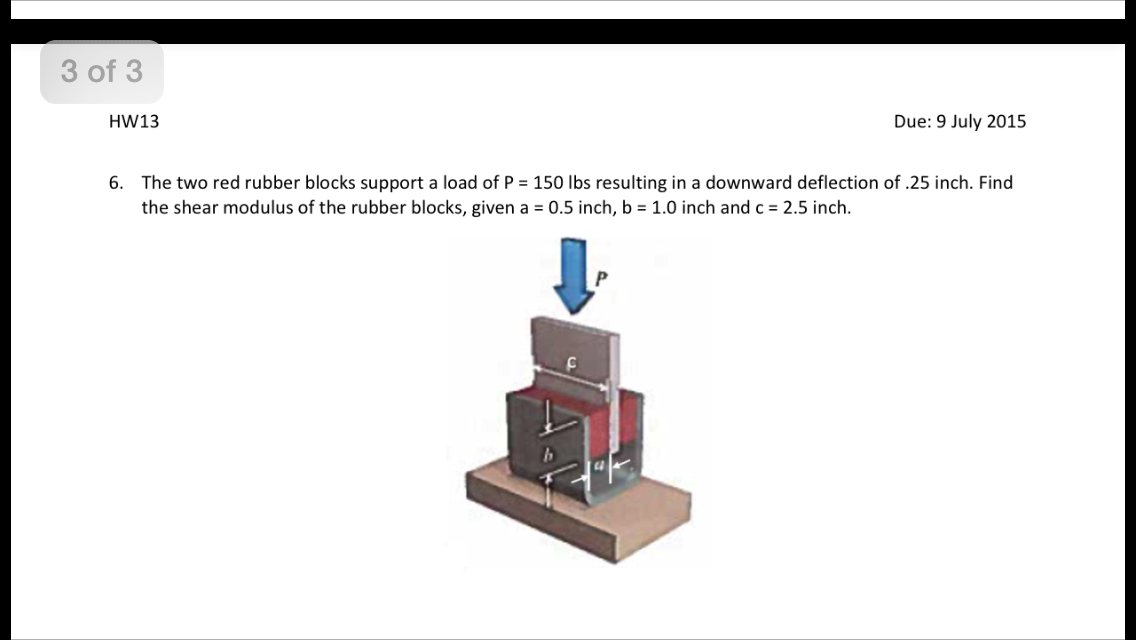 Solved 6. The two red rubber blocks support a load of P = | Chegg.com