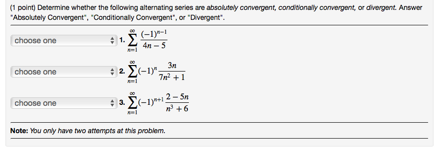 Solved (1 point) Determine whether the following alternating | Chegg.com