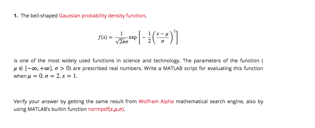 Solved The bell-shaped Gaussian probability density | Chegg.com