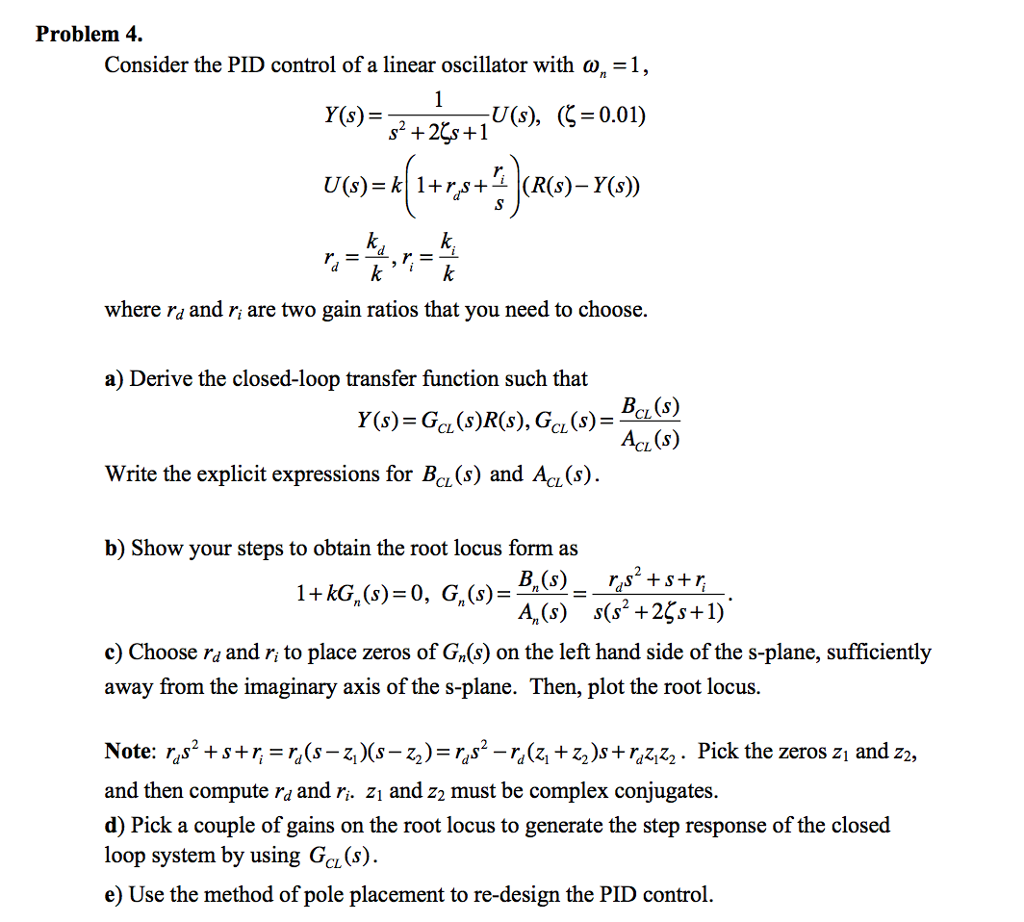 Solved Consider the PID control of a linear oscillator with | Chegg.com