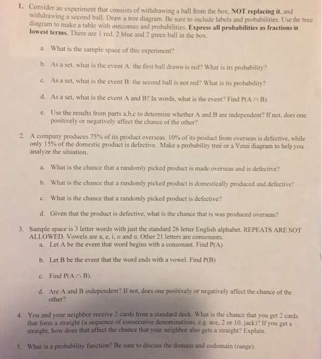 Solved Consider an experiment that consists of withdrawing a | Chegg.com