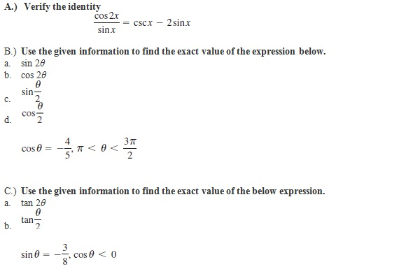 Solved Verify the identity cos 2x/sin x = csc x - 2 sin x | Chegg.com