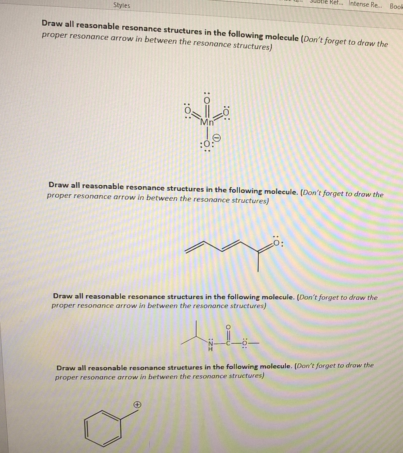 Solved Draw all reasonable resonance structures in the | Chegg.com