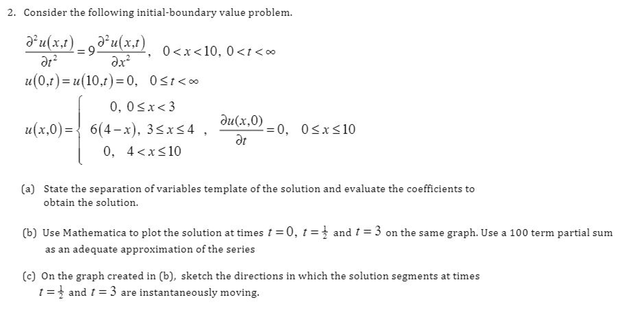 Consider the following initial-boundary value | Chegg.com