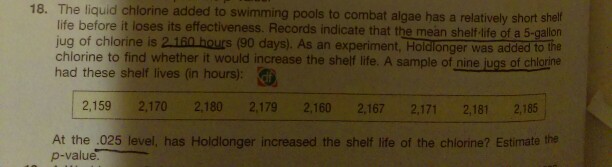 Solved The liquid chlorine added to swimming pools to combat | Chegg.com