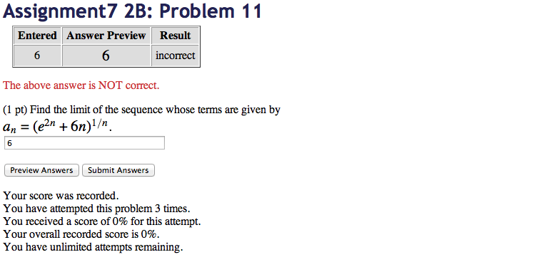 Solved The Above Answer Is Not Correct Find The Limit Of