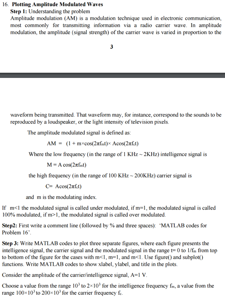Solved Amplitude modulation (AM) is a modulation technique | Chegg.com