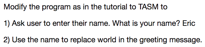 Modify the program as in the tutorial to TASM to 1) | Chegg.com