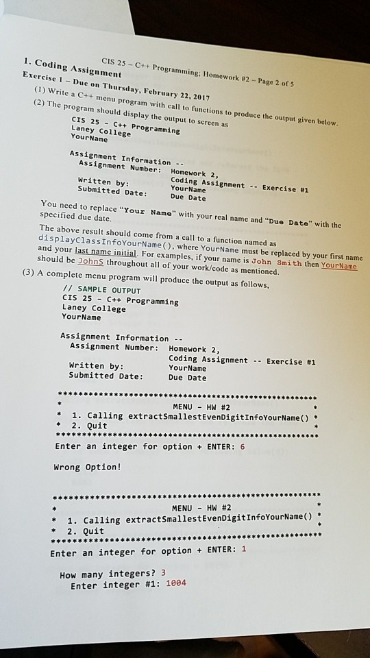 Solved Cis 25 C Gramming Homework 2 Page 2 Of 5 Oding