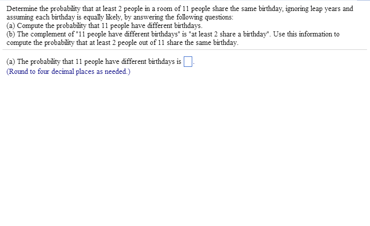 Solved Determine the probability that at least 2 people in a | Chegg.com