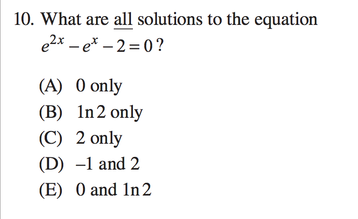 Solved What are all solutions to the equation e^2x - e^x - | Chegg.com