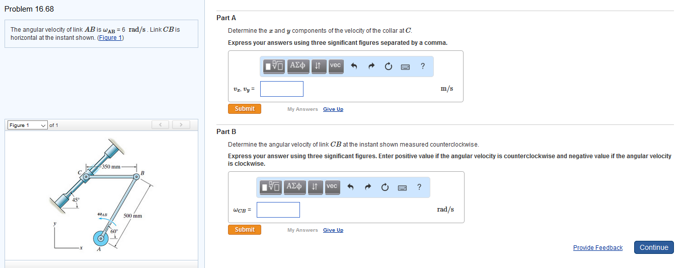 The Angular Velocity Of Link Ab Is Ab 6 Rad S