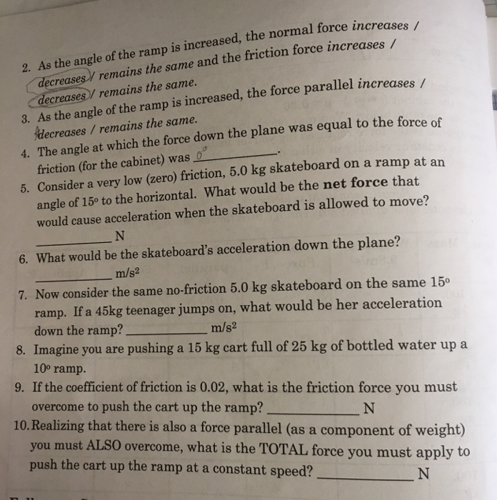 As the angle of the ramp is increased, the normal | Chegg.com