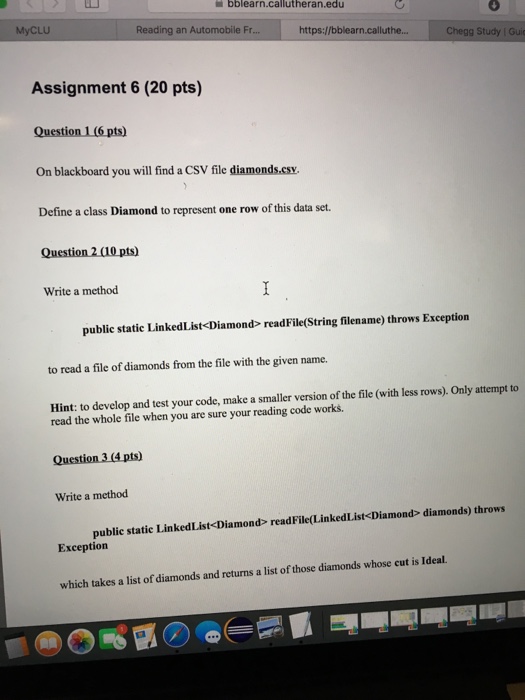 Solved On blackboard you will find a CSV file diamonds.esv. | Chegg.com