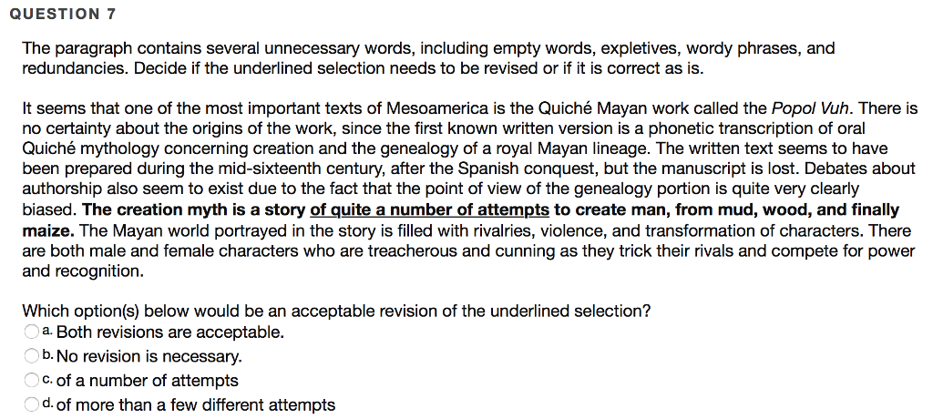 QUESTION The paragraph contains several unnecessary | Chegg.com