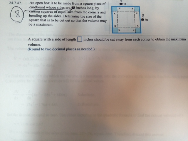 Solved An open box is to be made from a square piece of | Chegg.com