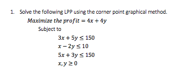 Solved 1. Solve the following LPP using the corner point | Chegg.com