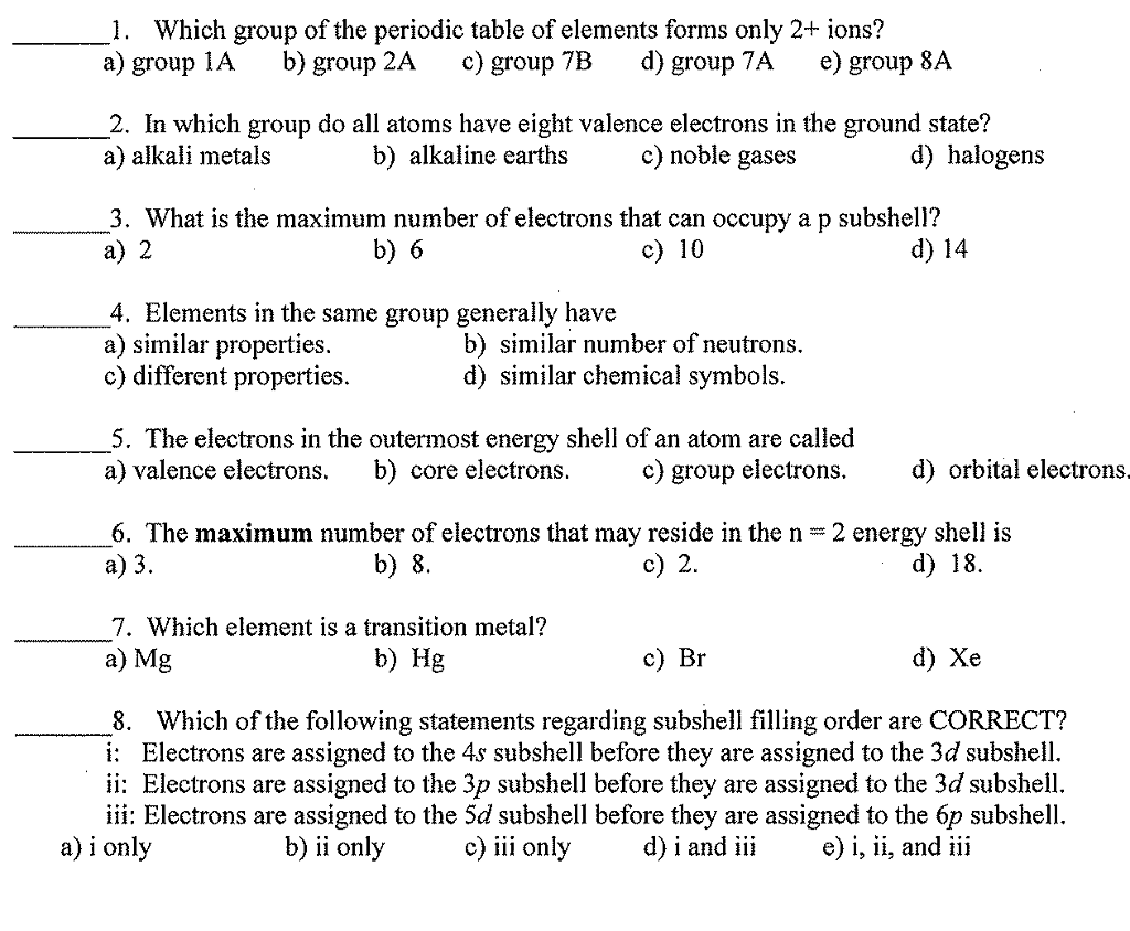 Periodic Table Group 7a