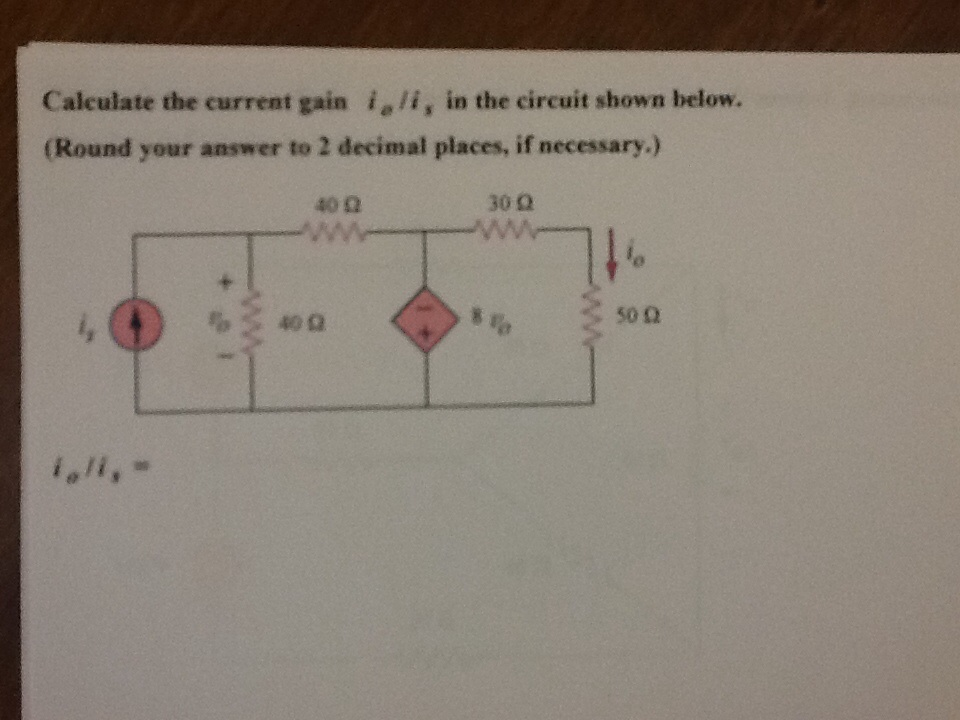 Solved: Calculate The Current Gain In The Ciruit Shown Bel... | Chegg.com