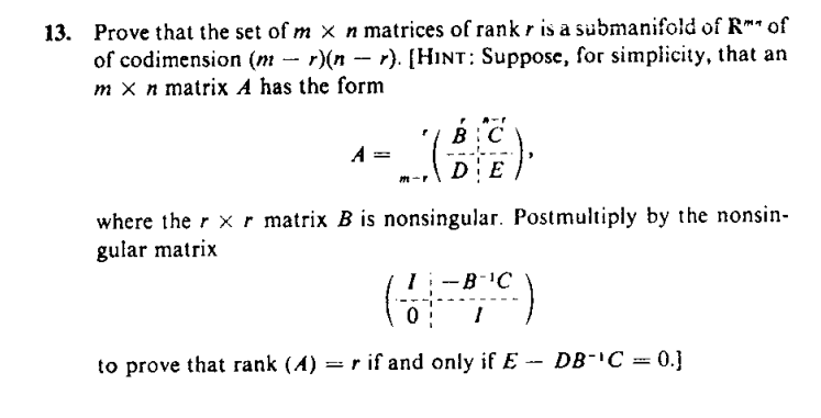 Solved 13. Prove that the set of m × n matrices of rank r is | Chegg.com