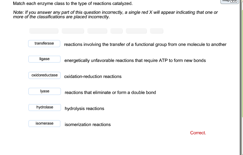 Solved Match each enzyme class to the type of reactions | Chegg.com
