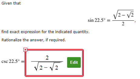 Solved Given that 2- 1/2 sin 22.5°- find exact expression | Chegg.com