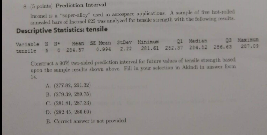 Solved ( Question 8 . )Please help me solve this statistics | Chegg.com