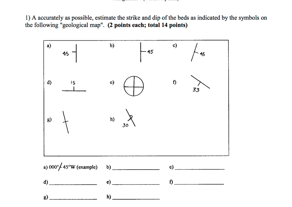 Solved A accurately as possible, estimate the strike and dip | Chegg.com