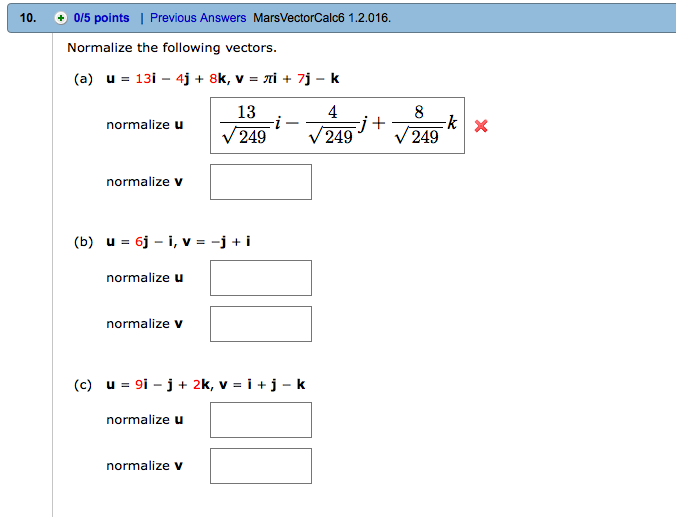 Solved 10. 0/5 points | Previous Answers MarsVectorCalc6 | Chegg.com