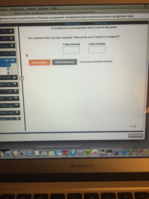 Solved The compound CaS is an ionic compound What are the | Chegg.com