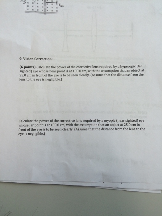 Solved Vision Correction: Calculate the power of the | Chegg.com