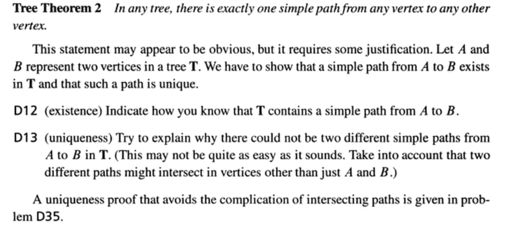 Solved Tree Theorem 2 vertex. In any tree, there is exactly | Chegg.com