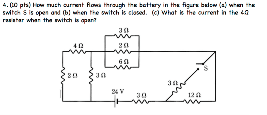 Solved How much current flows through the battery in the | Chegg.com