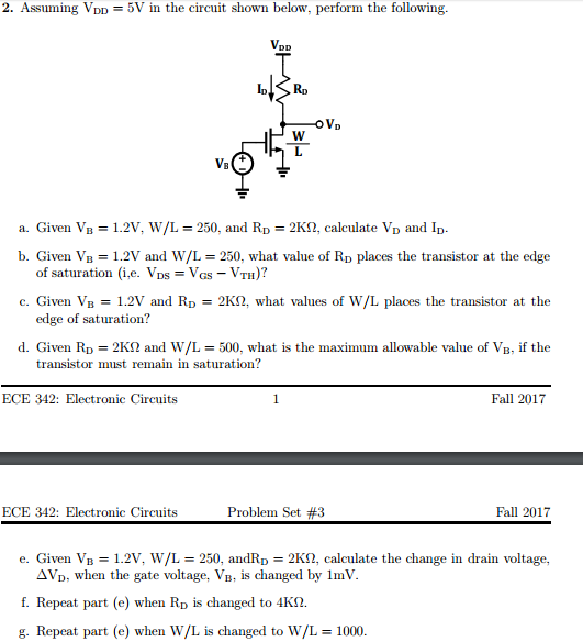 Solved Assuming V_DD = 5V in the circuit shown below, | Chegg.com