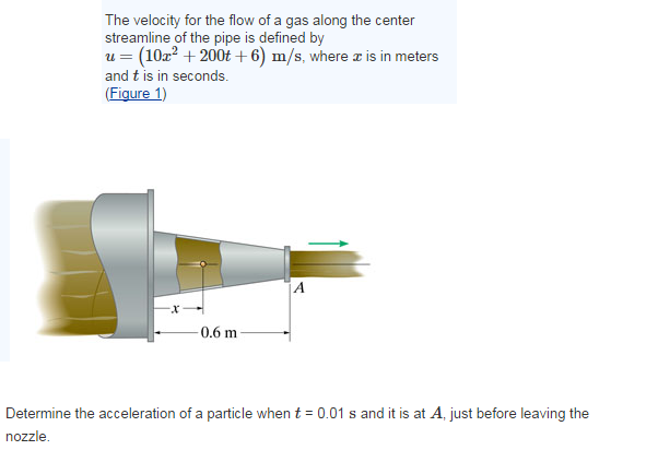 Solved The velocity for the flow of a gas along the center | Chegg.com
