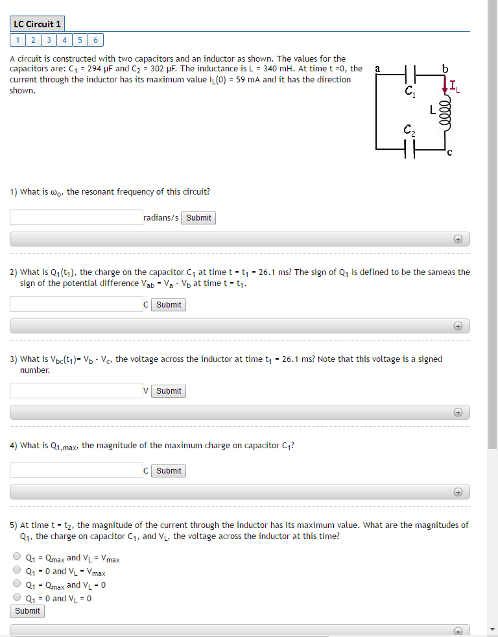 Solved A circuit is constructed with two capacitors and an | Chegg.com