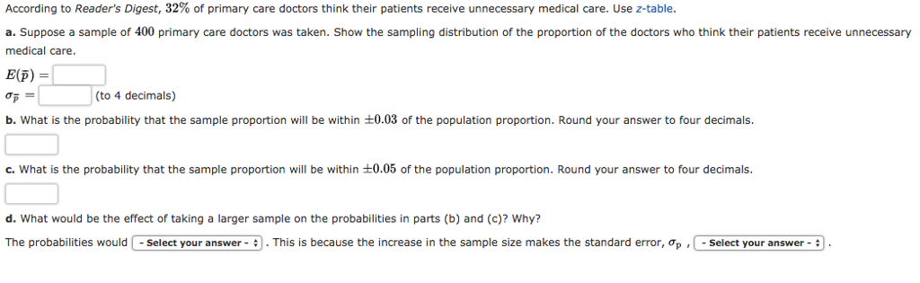 Solved According to Reader's Digest, 32% of primary care | Chegg.com