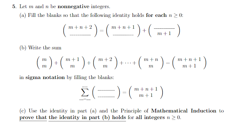 Solved Let m and n be nonnegative integers. (a) Fill the | Chegg.com