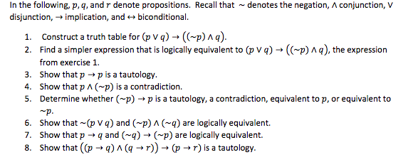 Solved disjunction, → implication, and biconditional | Chegg.com