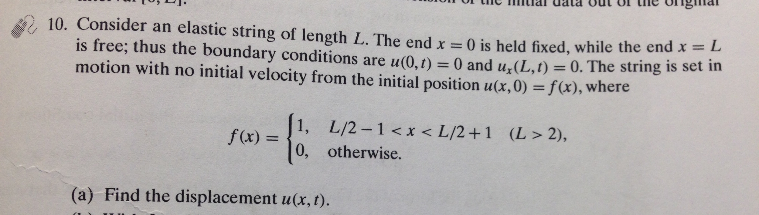 Solved 10. Consider an elastic string of length L. The end x | Chegg.com