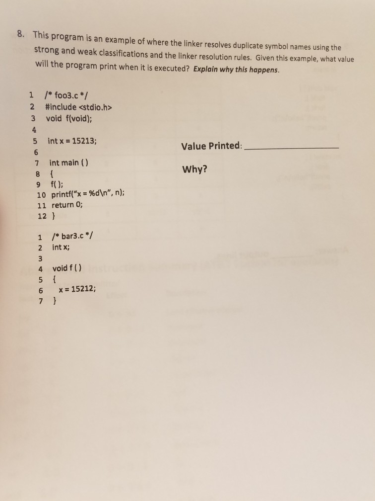Solved 8 This Program Is An Example Of Where The Linker 
