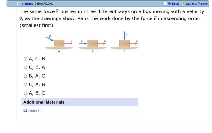 Solved The same force F pushes in three different ways on a | Chegg.com Solved The same force F pushes in three different ways on a | Chegg.com