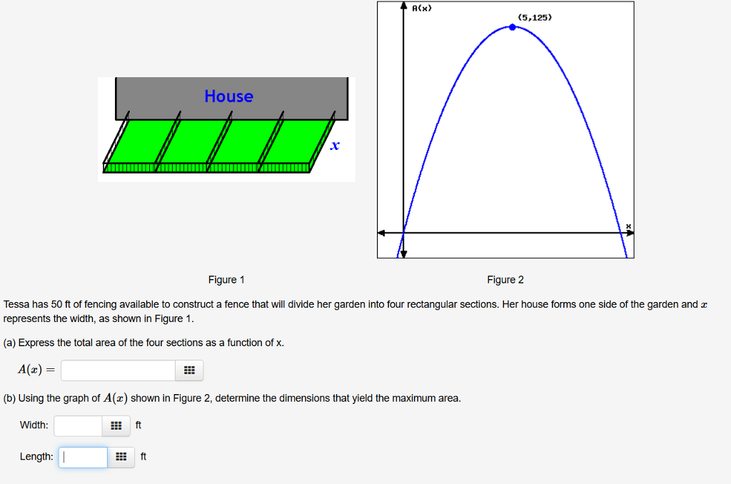 Solved Tessa has 50 ft of fencing available to construct a | Chegg.com