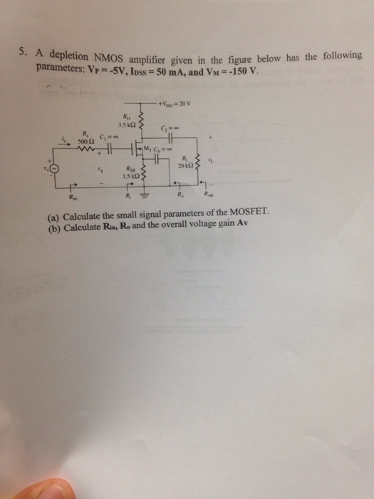 Solved A depletion NMOS amplifier given in the figure below | Chegg.com
