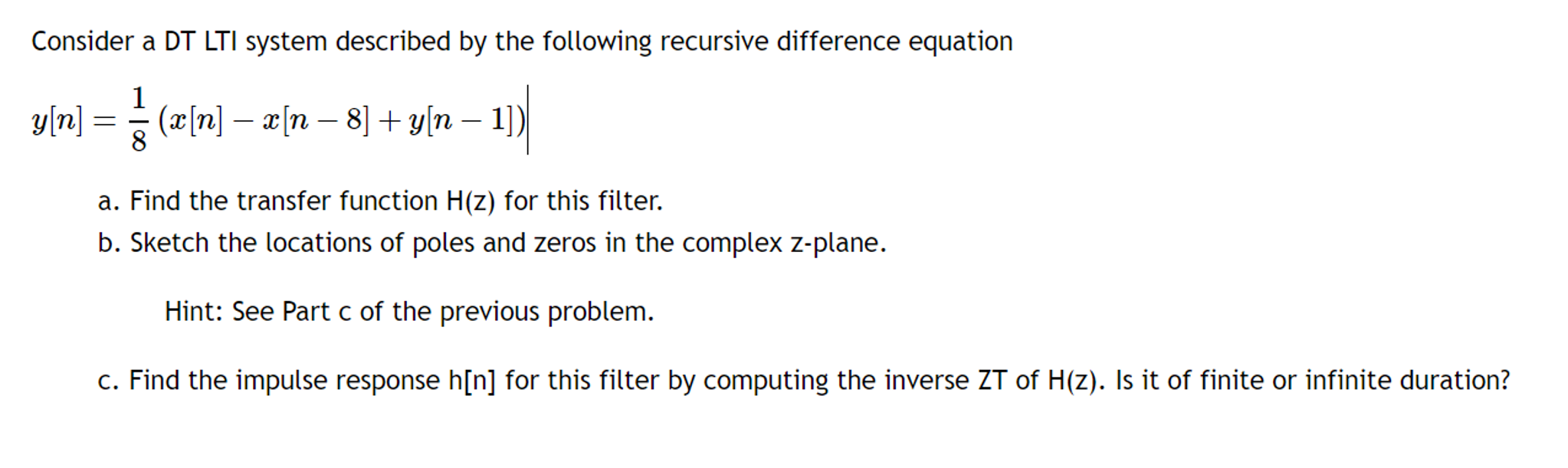 Solved Consider a DT LTI system described by the following | Chegg.com
