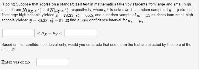 Solved (1 point) Suppose that scores on a standardized test | Chegg.com