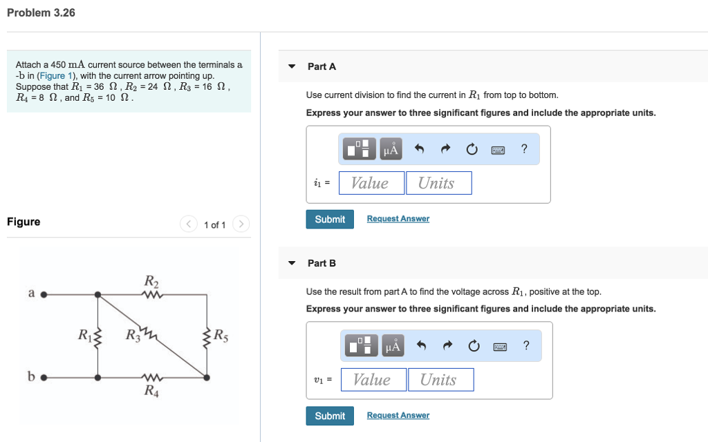 Solved Problem 3.26 Attach a 450 mA current source between | Chegg.com