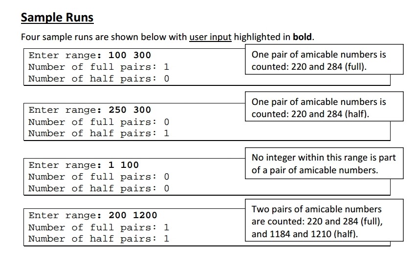 Solved Exercise 2: Amicable numbers 50 marks Problem | Chegg.com